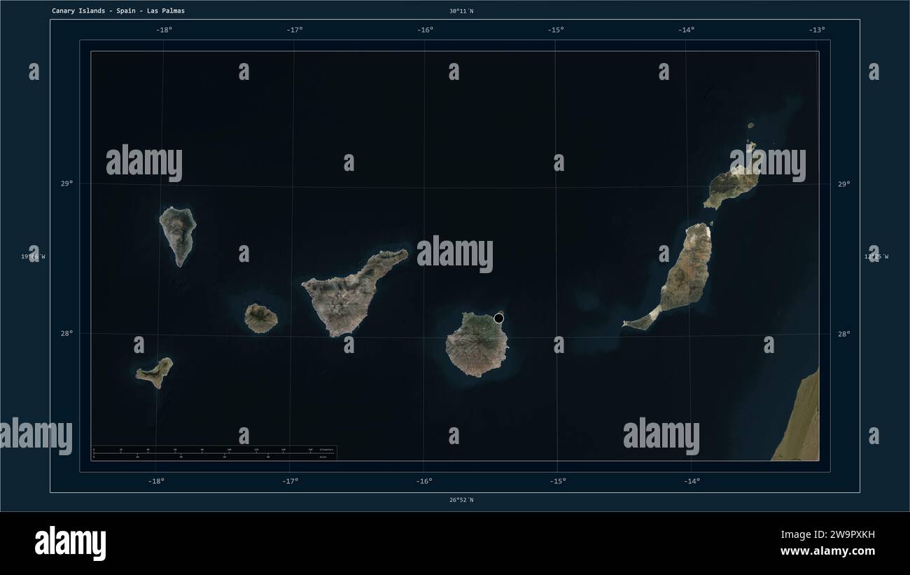 Canary Islands - Spain highlighted on a high resolution satellite map ...