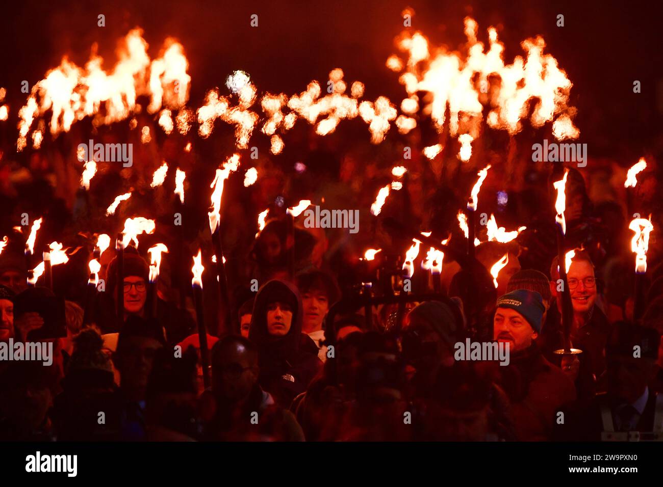 Edinburgh Scotland, UK 29 December 2023. The Torchlight Procession ...