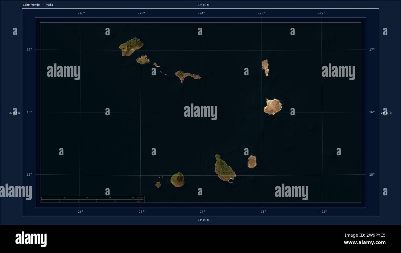 Cabo Verde highlighted on a low resolution satellite map map with the ...
