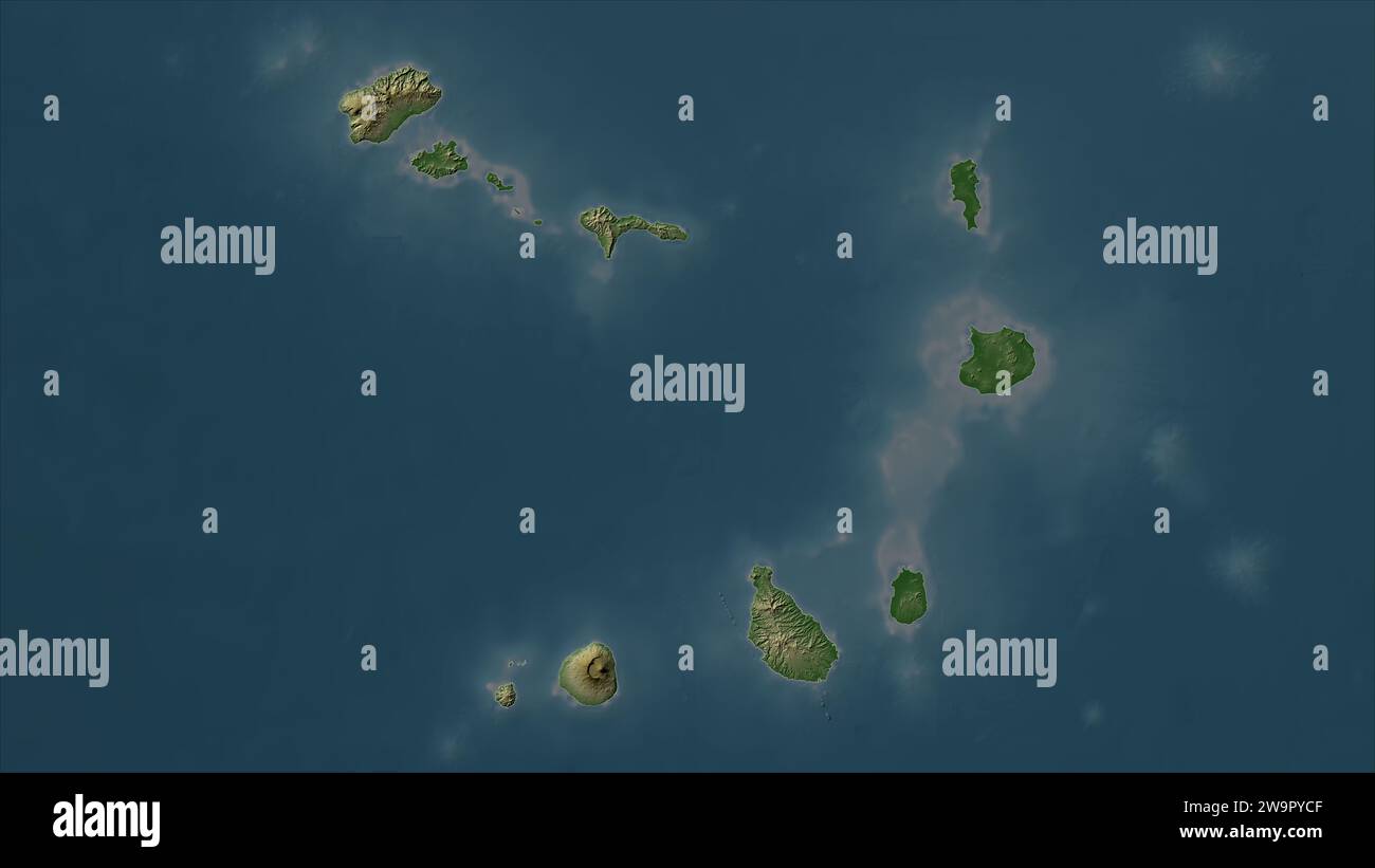 Cabo Verde highlighted on a Pale colored elevation map with lakes and rivers Stock Photo - Alamy
