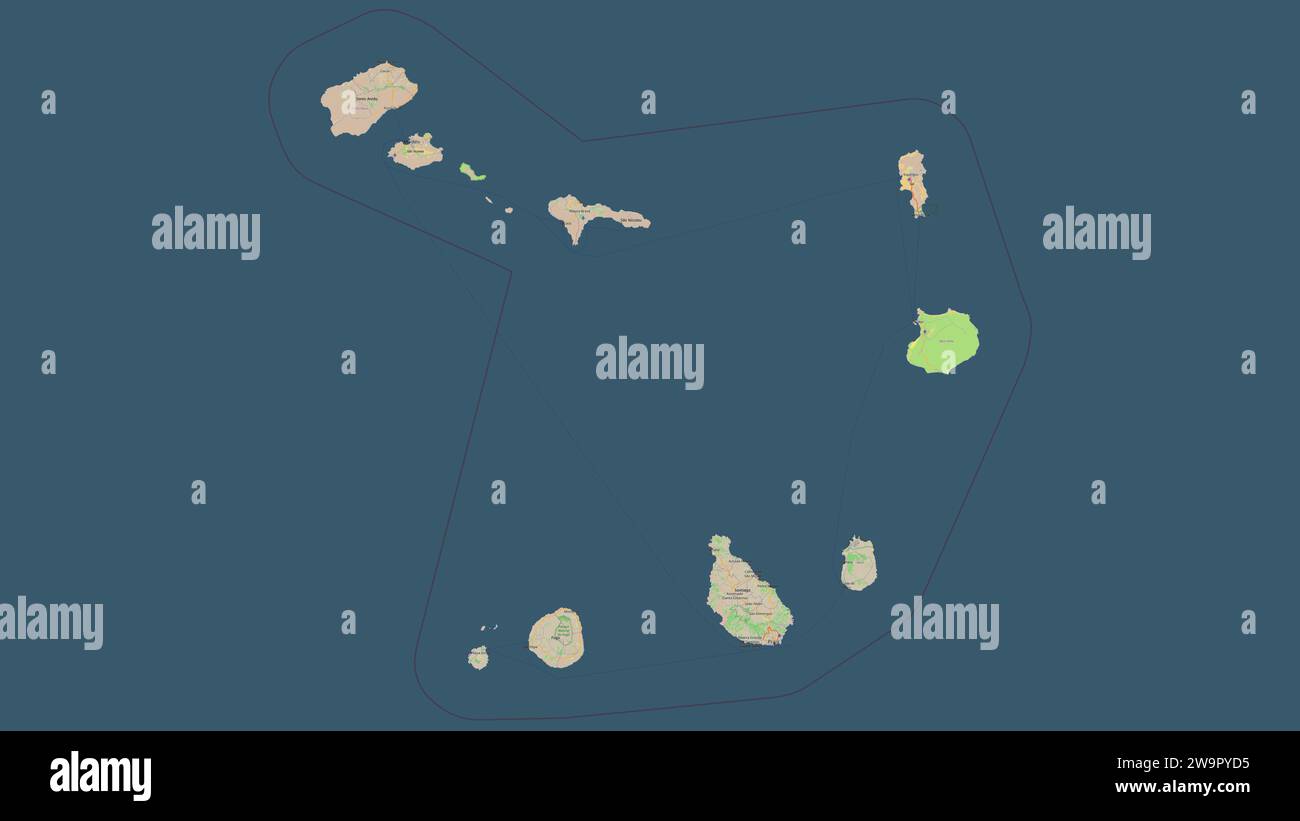 Cabo Verde highlighted on a topographic, OSM standard style map Stock ...
