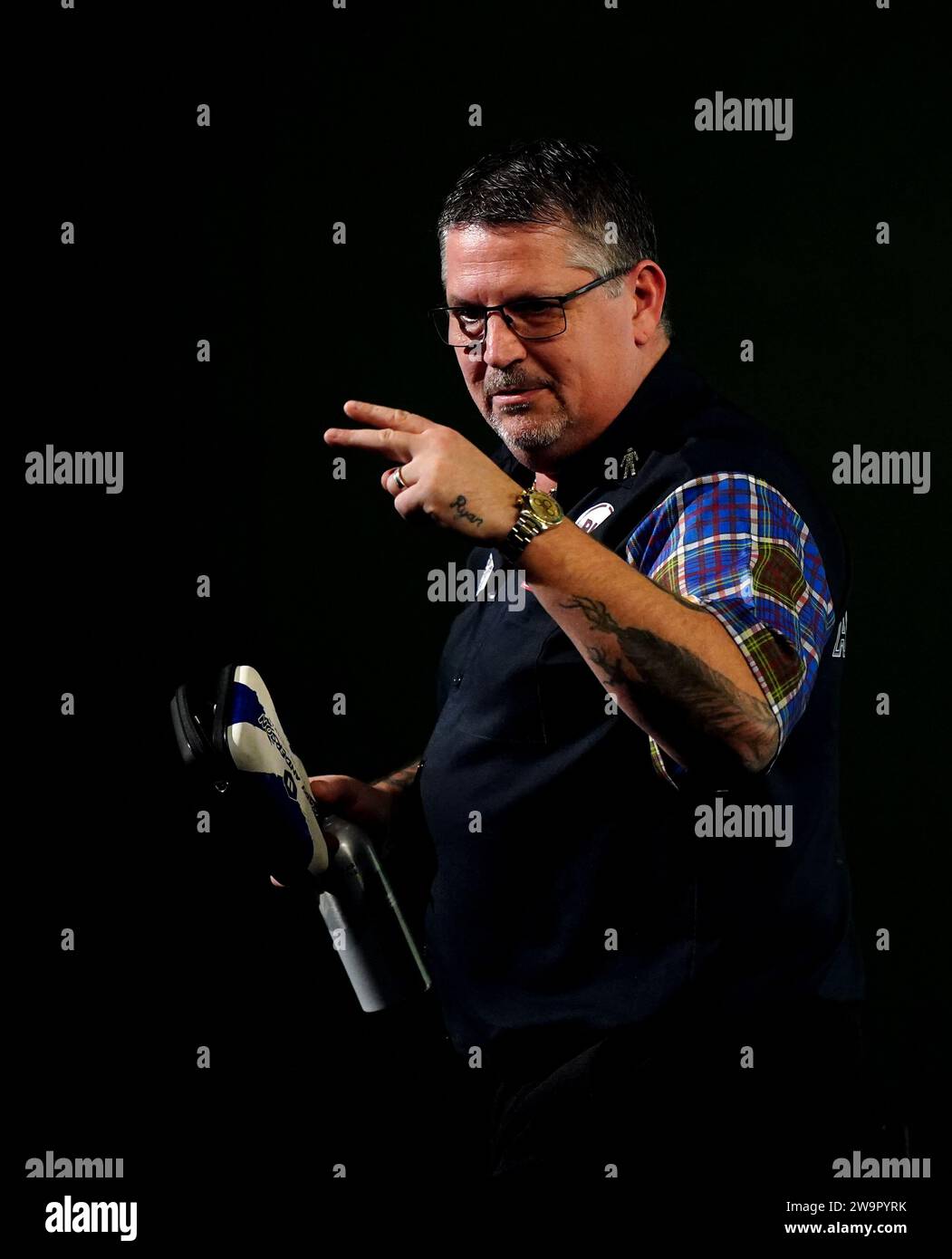Gary Anderson celebrates after beating Boris Krcmar (not pictured) on ...