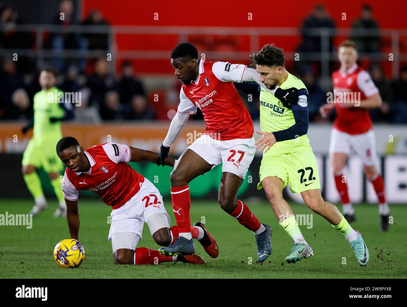 Rotherham United's Christ Tiehi (centre) and Sunderland's Adil ...