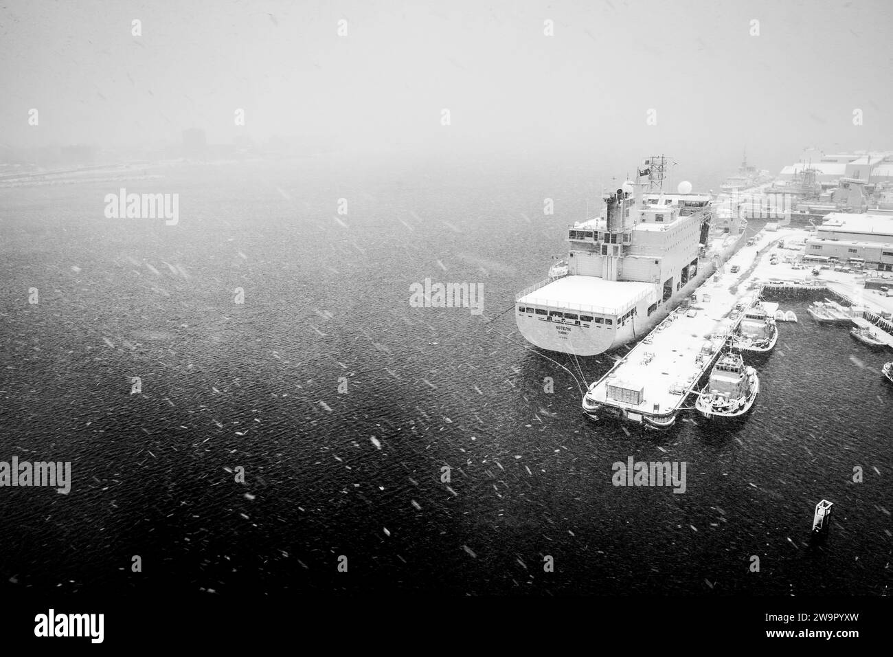 Royal Canadian Navy warships alongside the naval dockyard during a ...