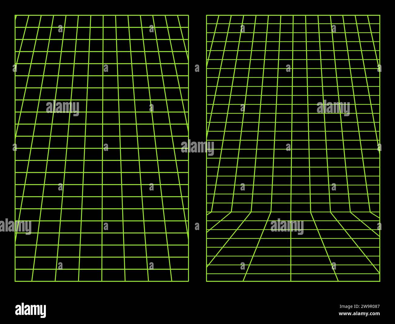 Distorted vertical grid neon set vector illustration Stock Vector Image ...