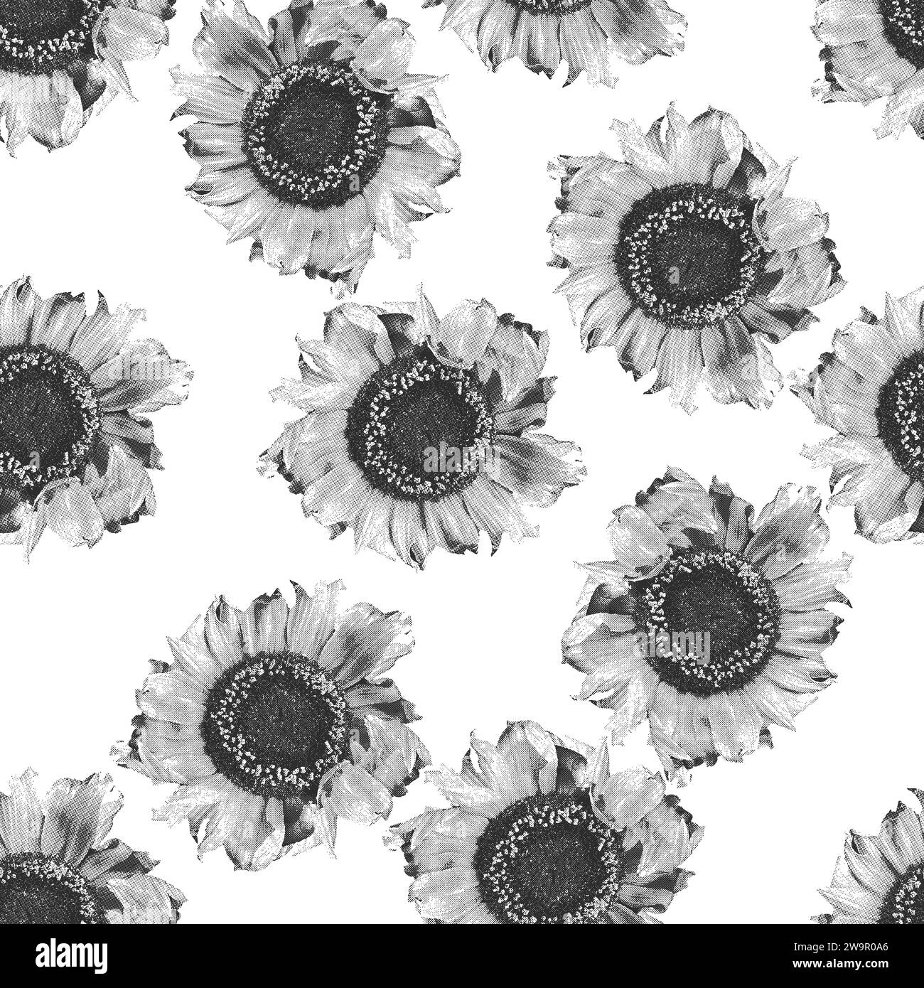 Sunflower halftone floral seamless pattern vector illustration Stock ...