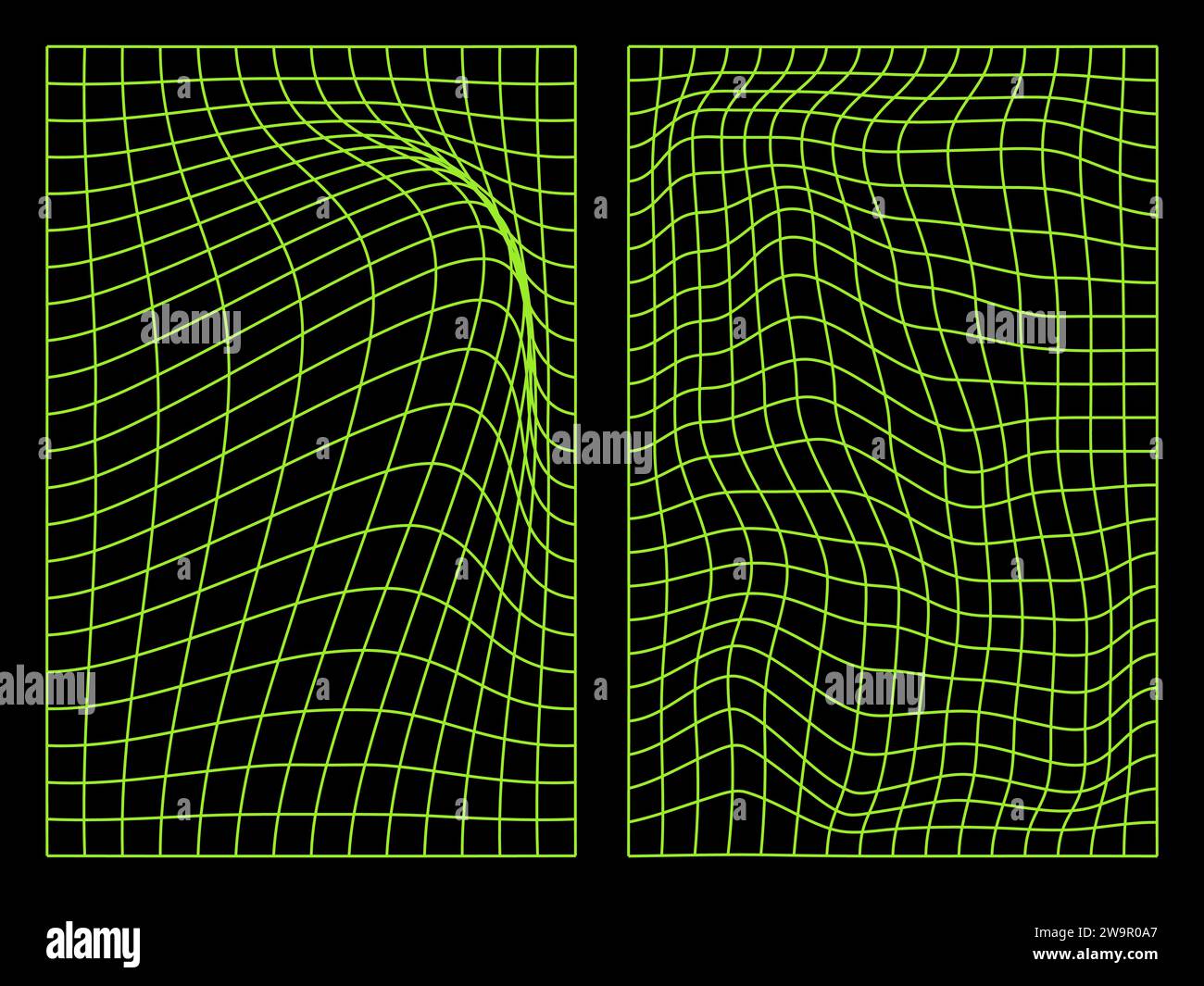 Distorted vertical grid neon set vector illustration Stock Vector Image ...