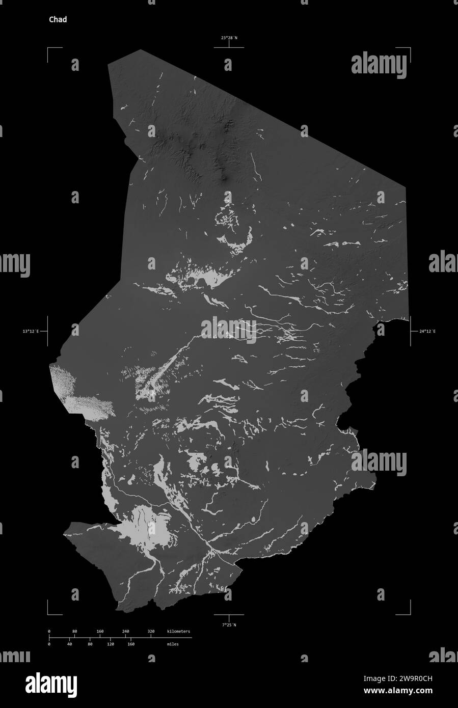 Chad map solid border grayscale hi-res stock photography and images - Alamy