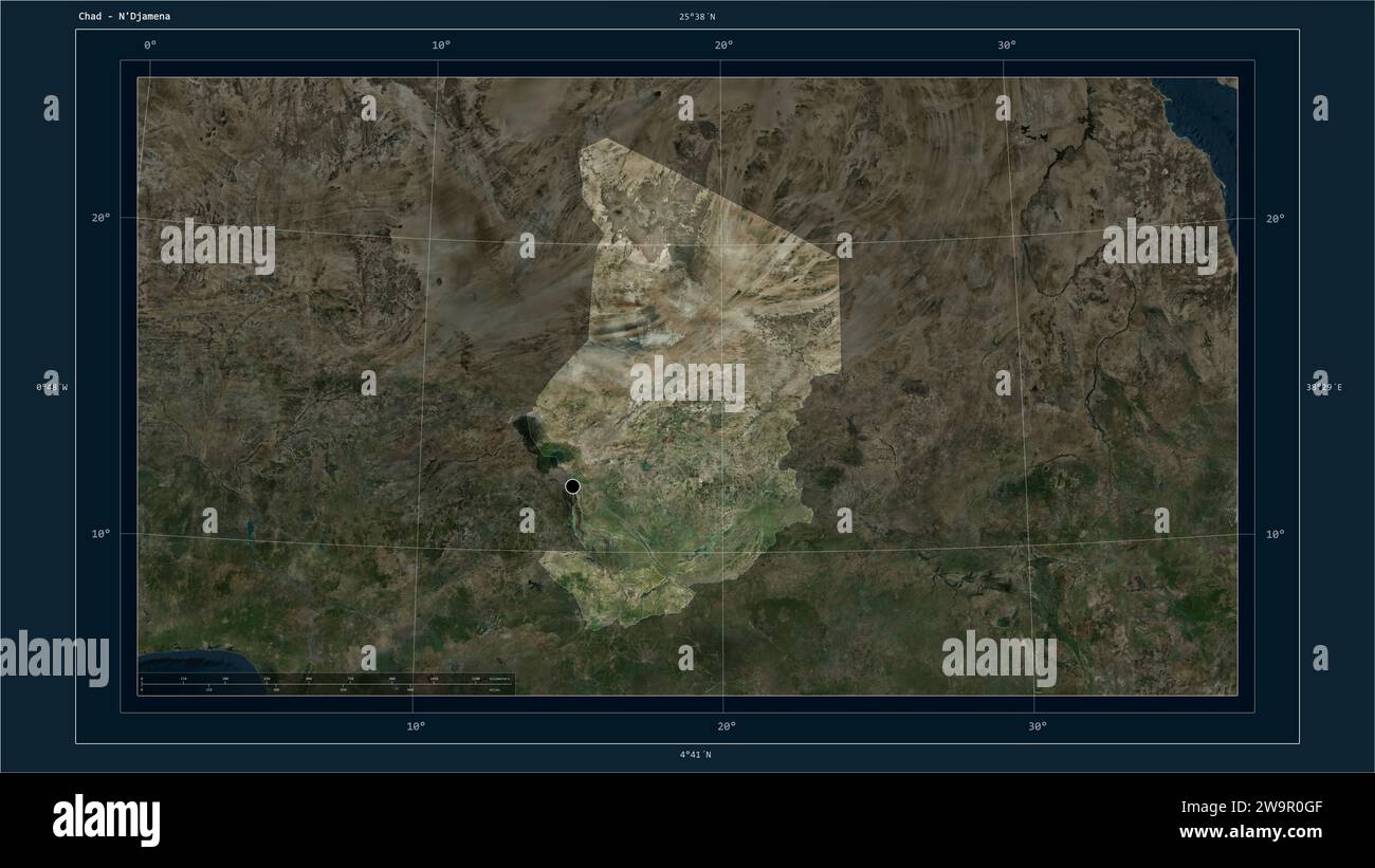 Chad highlighted on a high resolution satellite map map with the ...