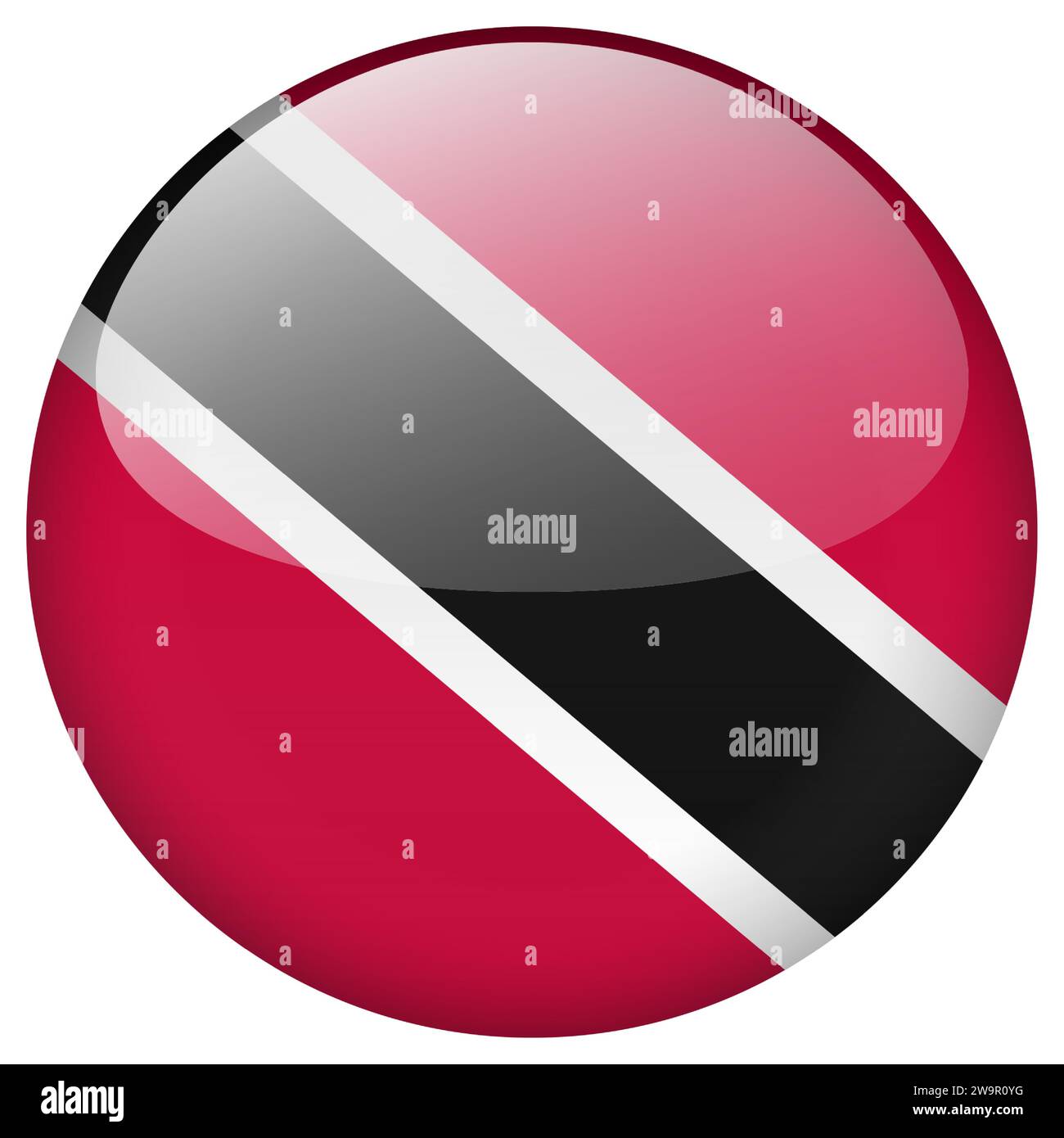 Trinidad and Tobago flag button. Trinidad and Tobago circle flag button isolated on white ...