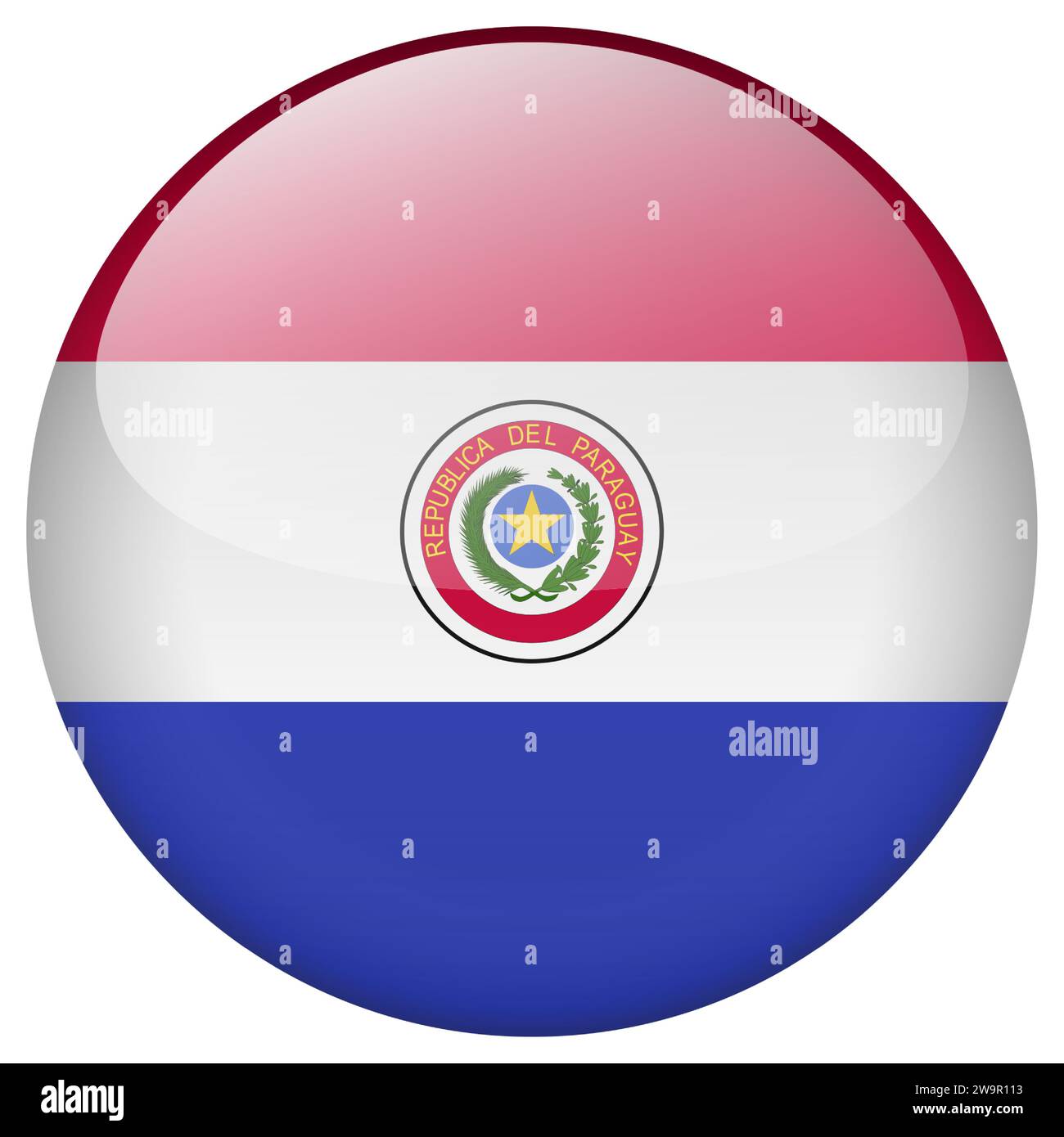 Paraguay flag button. Paraguay circle flag button isolated on white ...