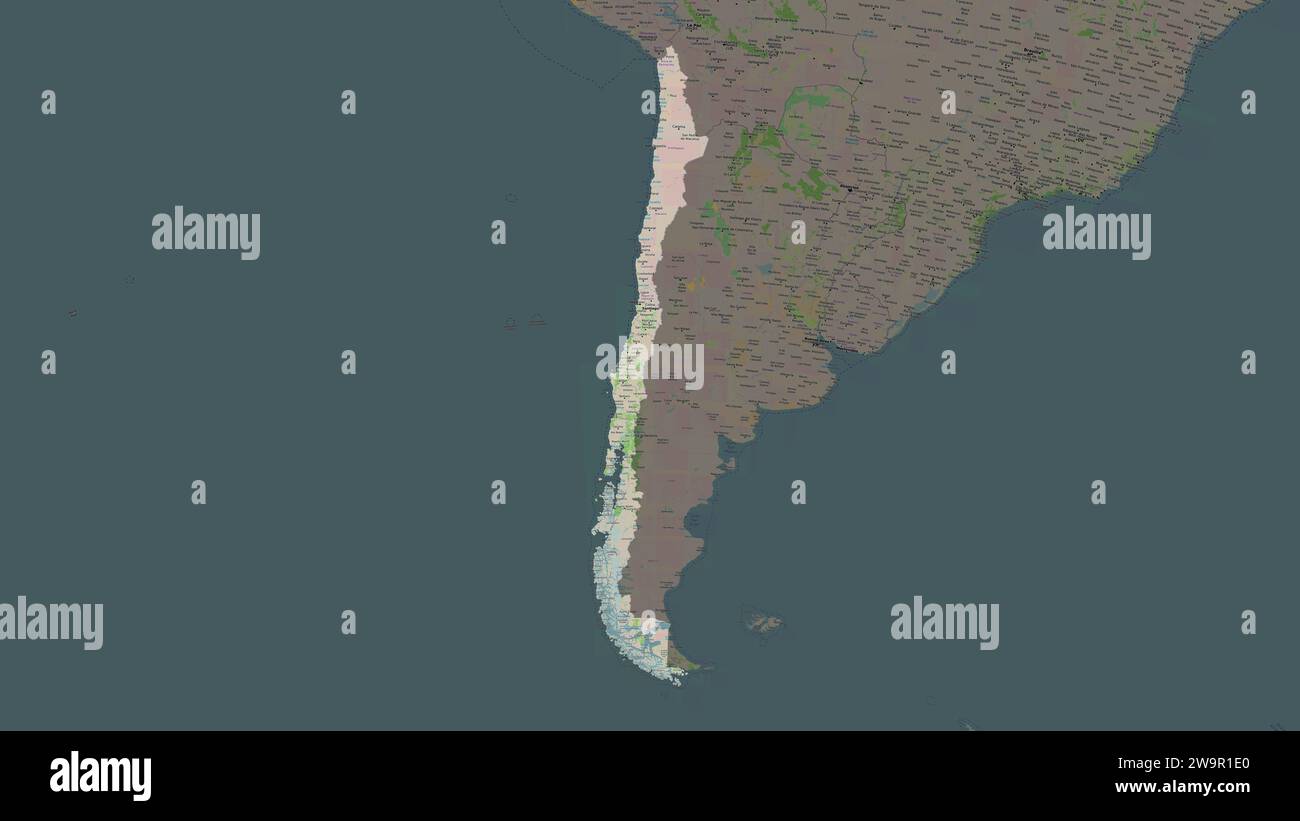 Chile highlighted on a topographic, OSM France style map Stock Photo ...