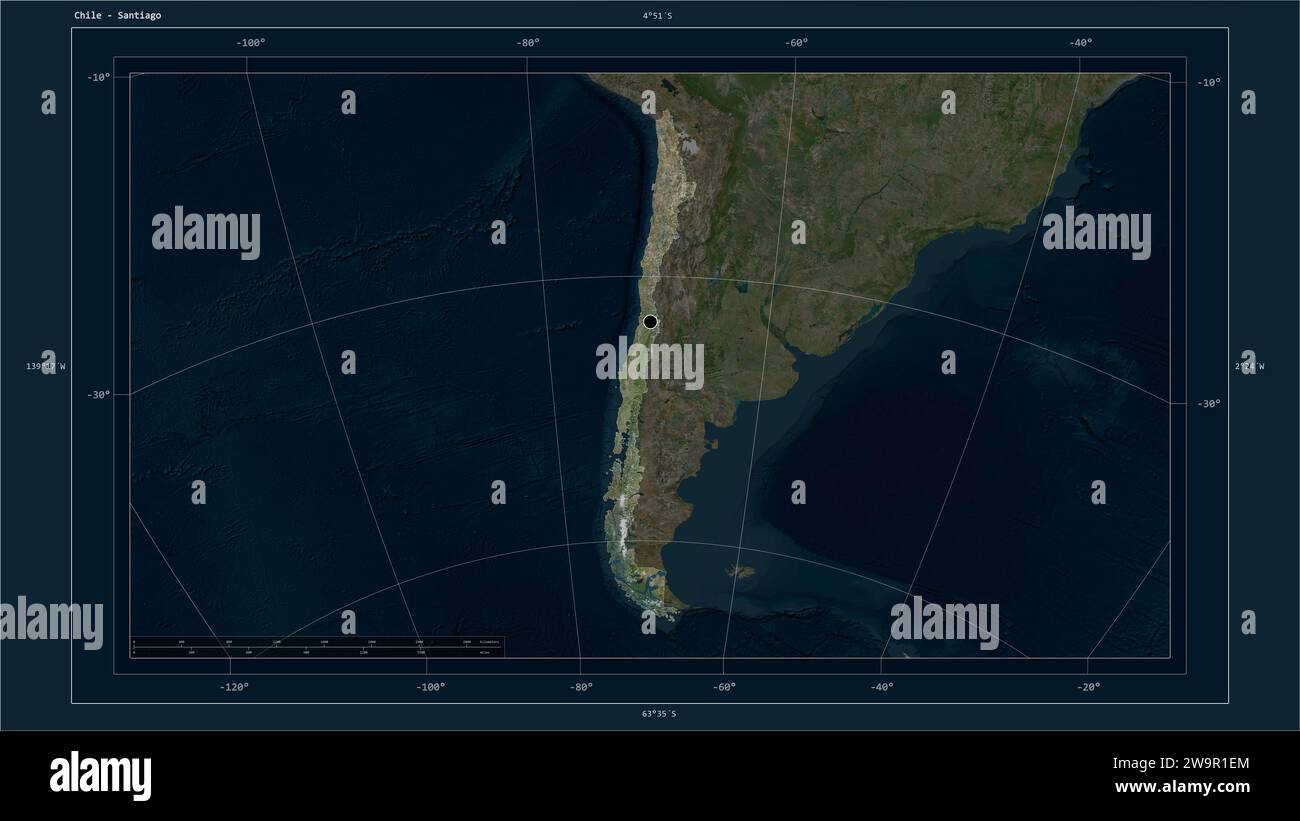 Chile highlighted on a high resolution satellite map map with the ...