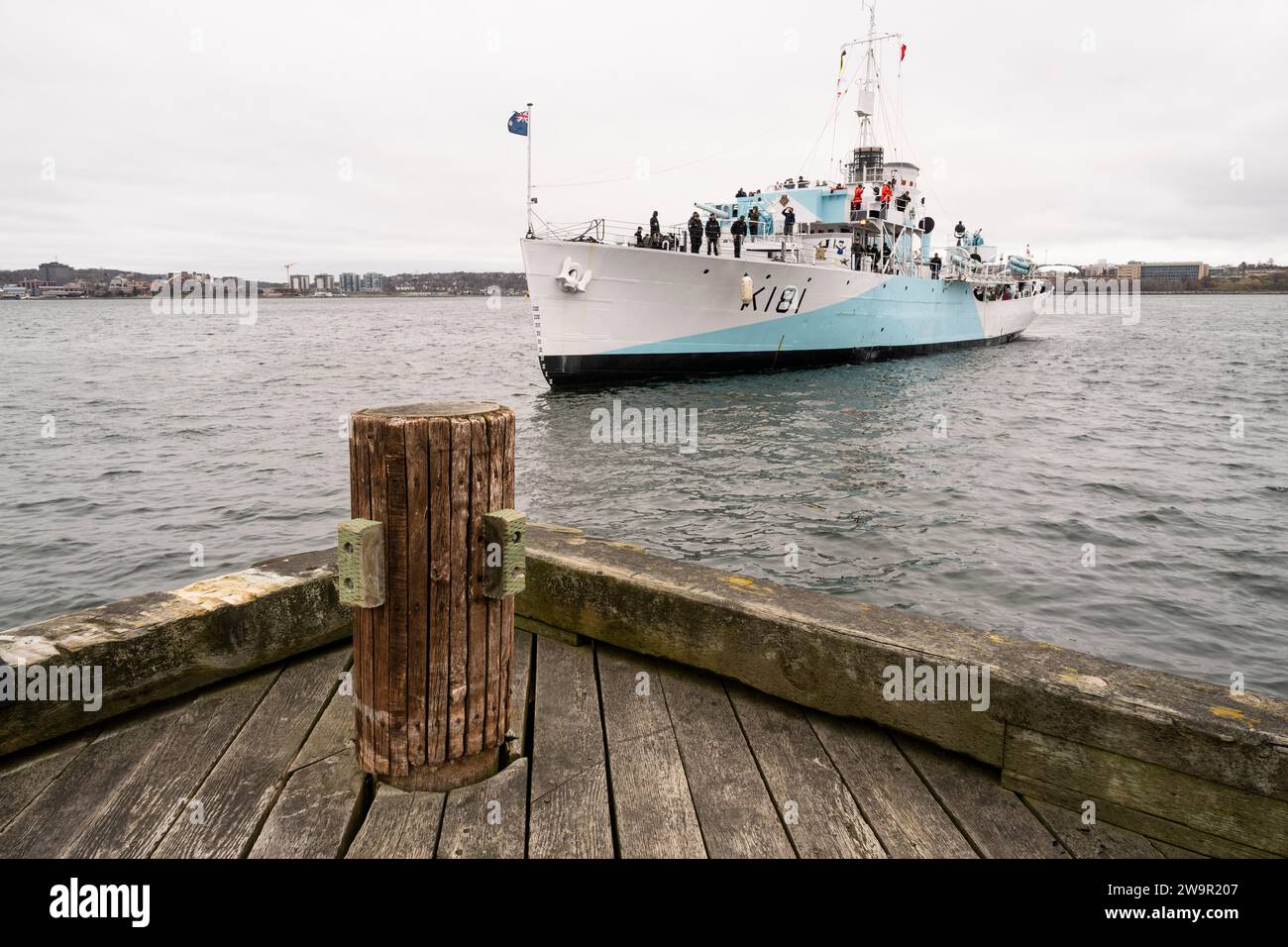 Preserved Flower-class corvette HMCS Sackville approaches her berth on ...