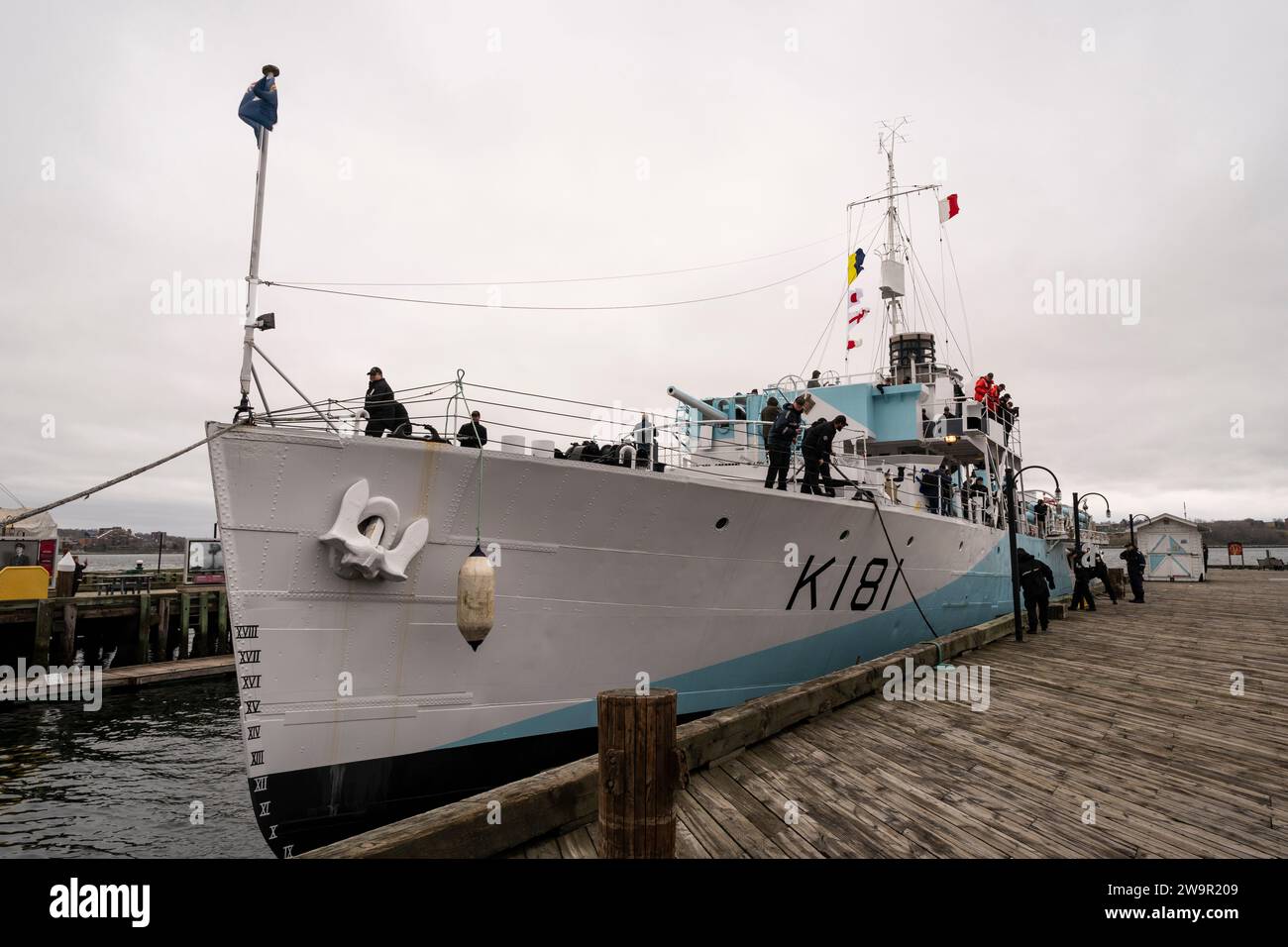 Preserved Flower-class corvette HMCS Sackville approaches her berth on ...