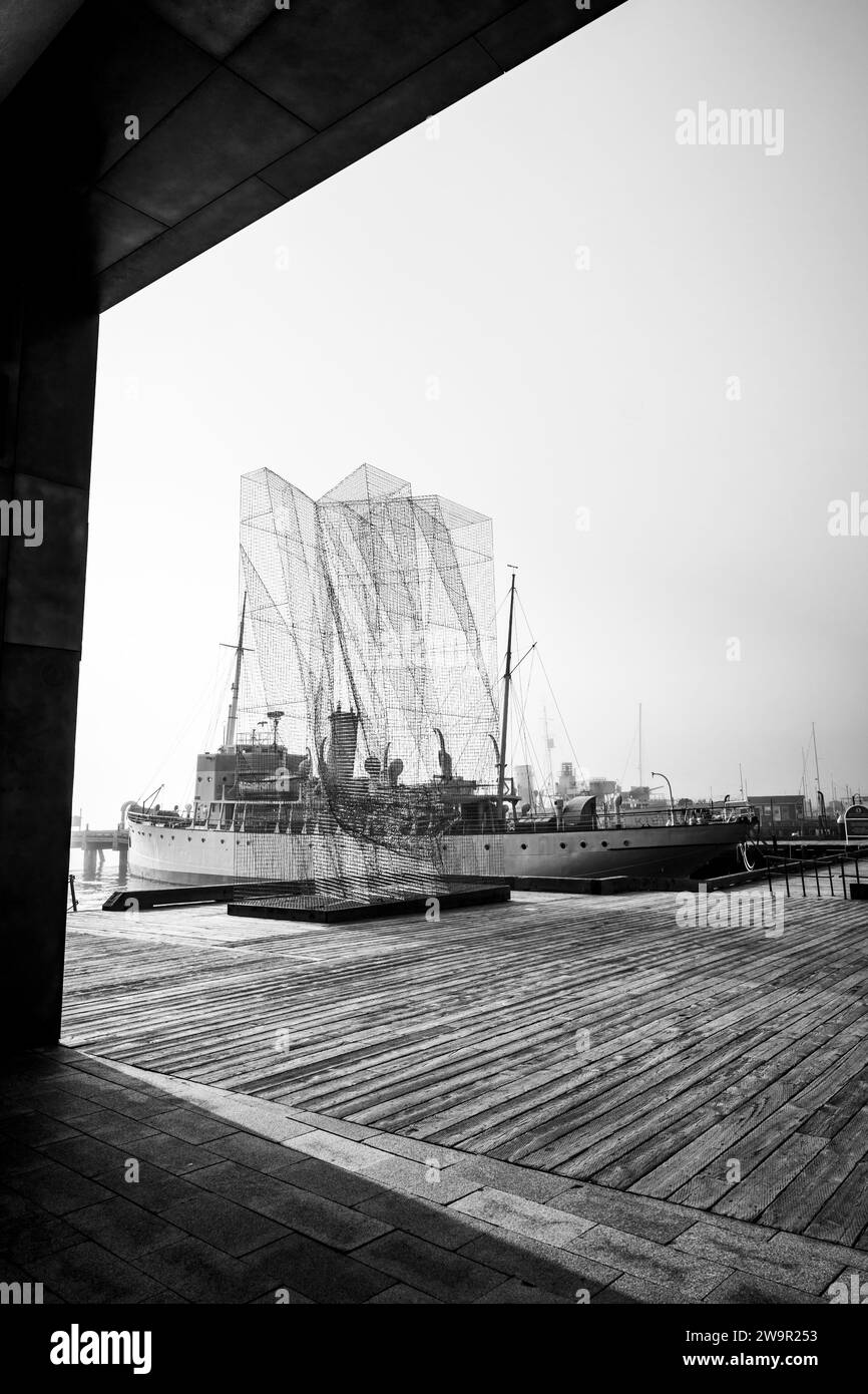 Wire mesh public sculpture on the harbour boardwalk in Halifax, Nova ...