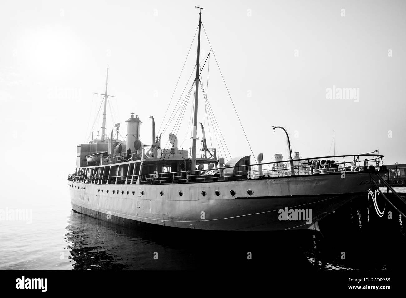 Retired survey vessel CSS Acadia in the fog in front of the Maritime ...