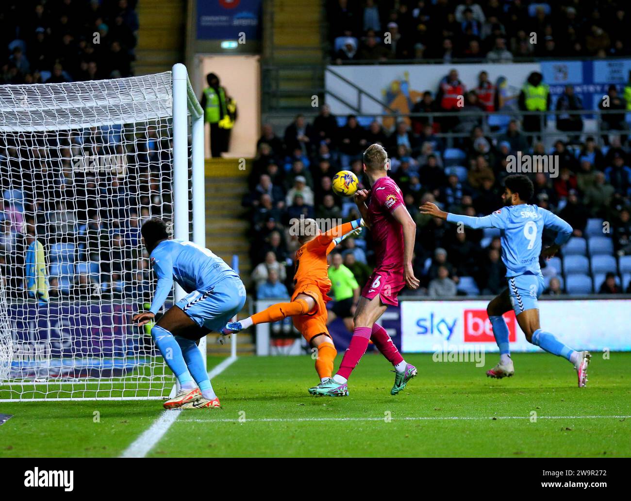 Swansea City goalkeeper Carl Rushworth fails to stop Coventry City's ...