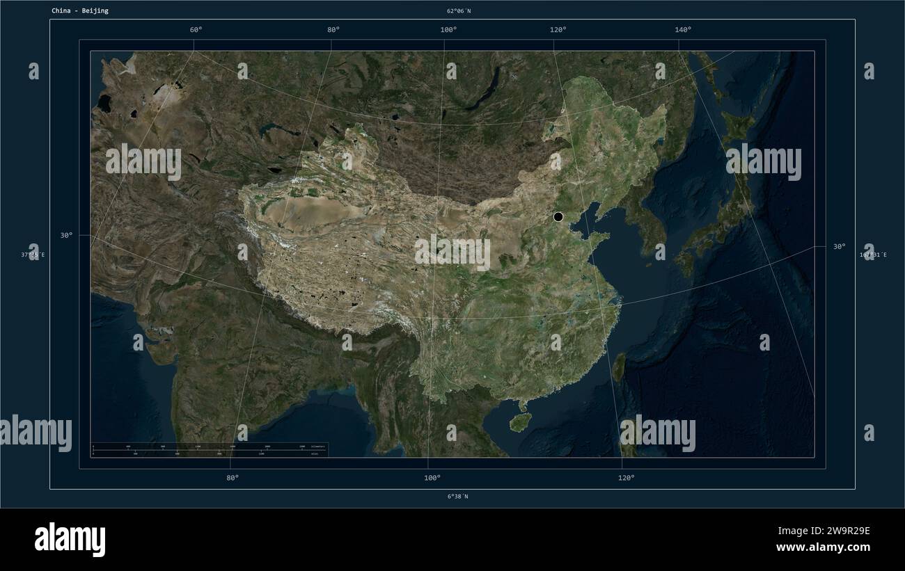 China highlighted on a high resolution satellite map map with the ...