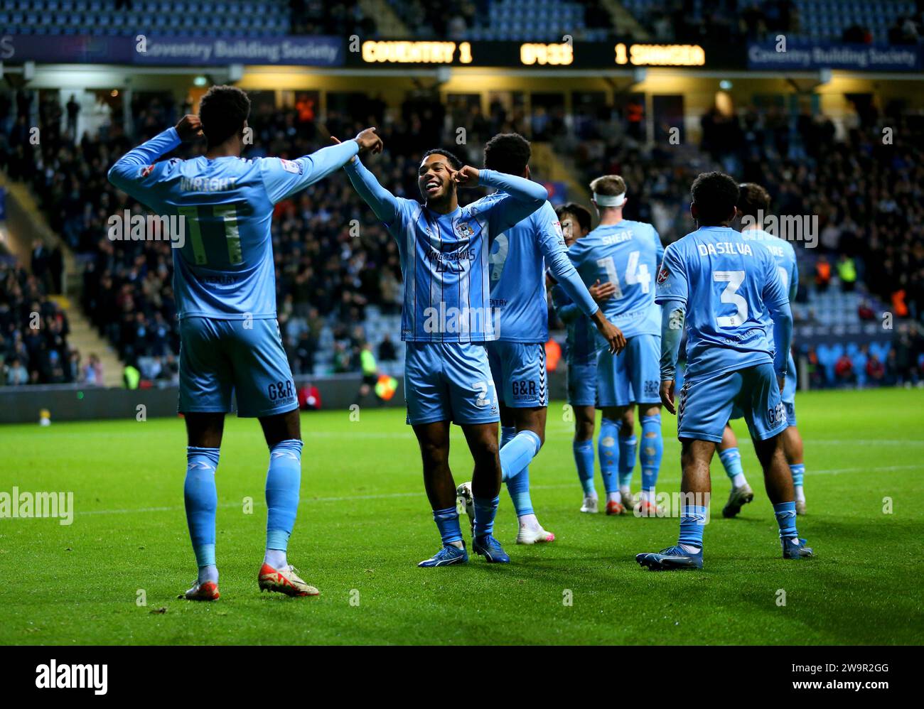 Coventry City's Haji Wright and Milan van Ewijk celebrate after team ...