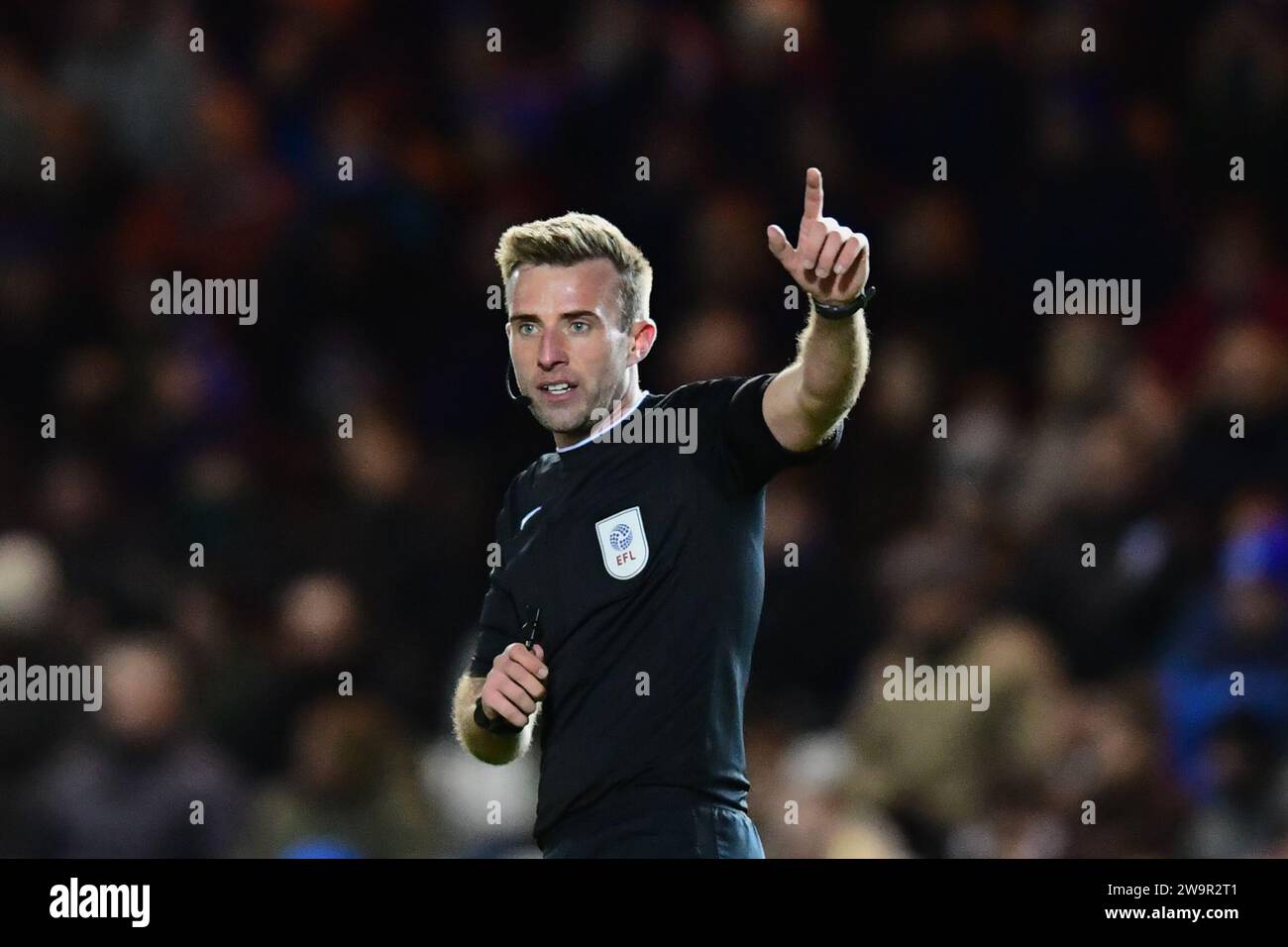 Referee Adam Herczeg (Match referee) gestures during the Sky Bet League ...