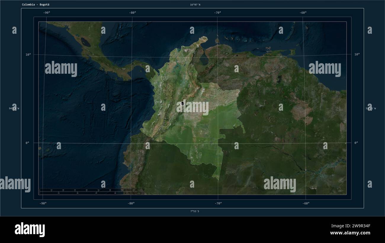 Colombia highlighted on a high resolution satellite map map with the ...