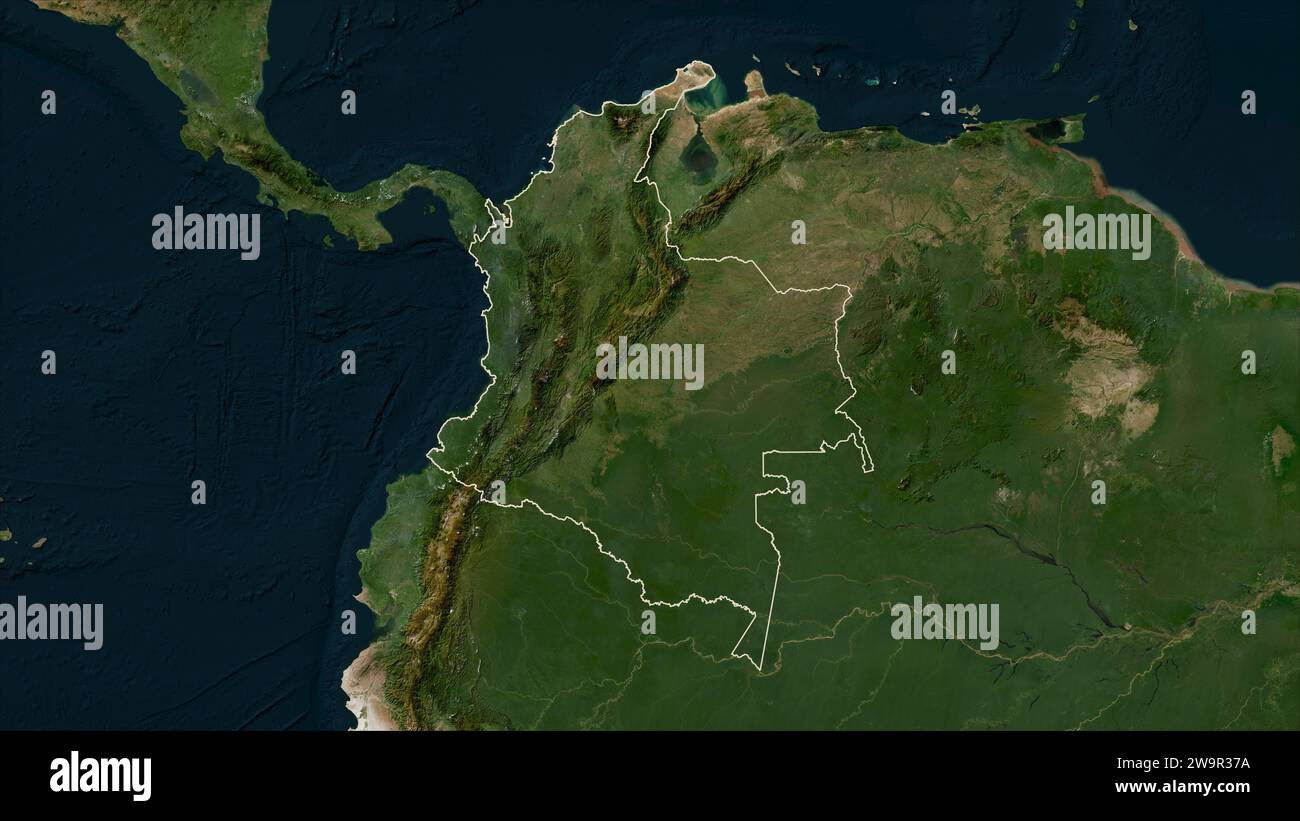Colombia outlined on a low resolution satellite map Stock Photo - Alamy