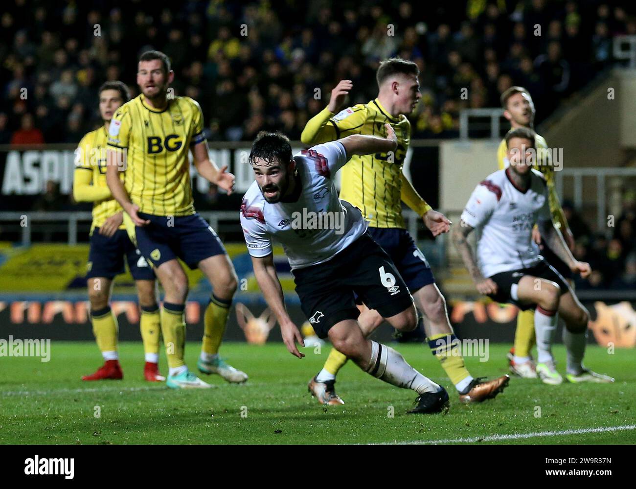Derby County's Eiran Cashin (centre) celebrates scoring his sides third ...