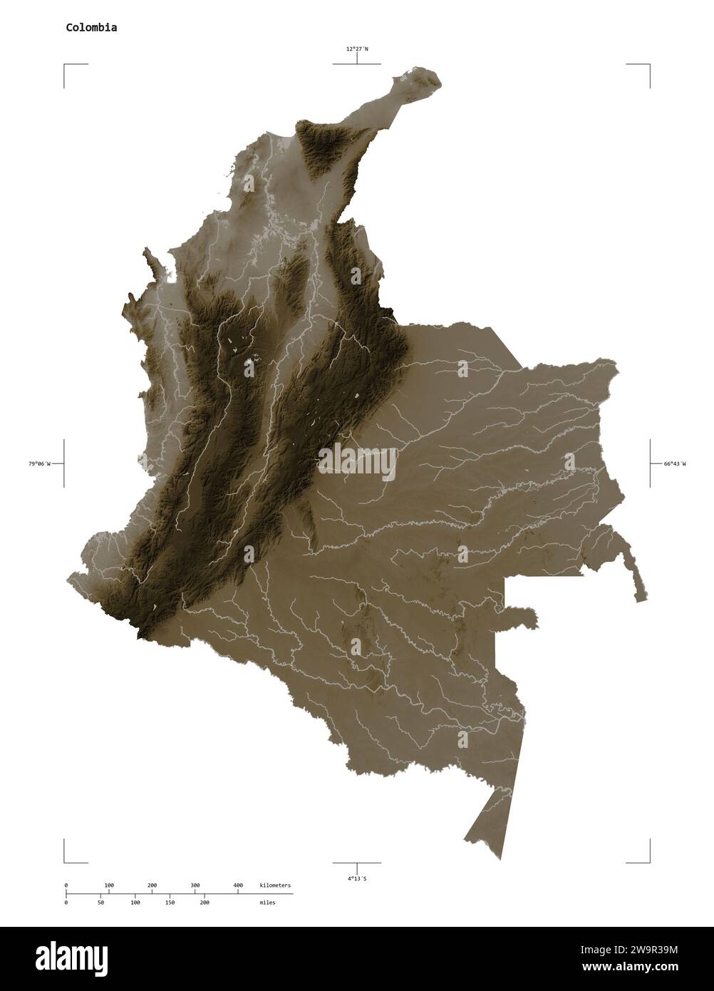 Shape of a elevation map colored in sepia tones with lakes and rivers ...