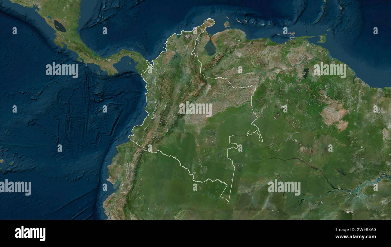 Colombia outlined on a high resolution satellite map Stock Photo - Alamy