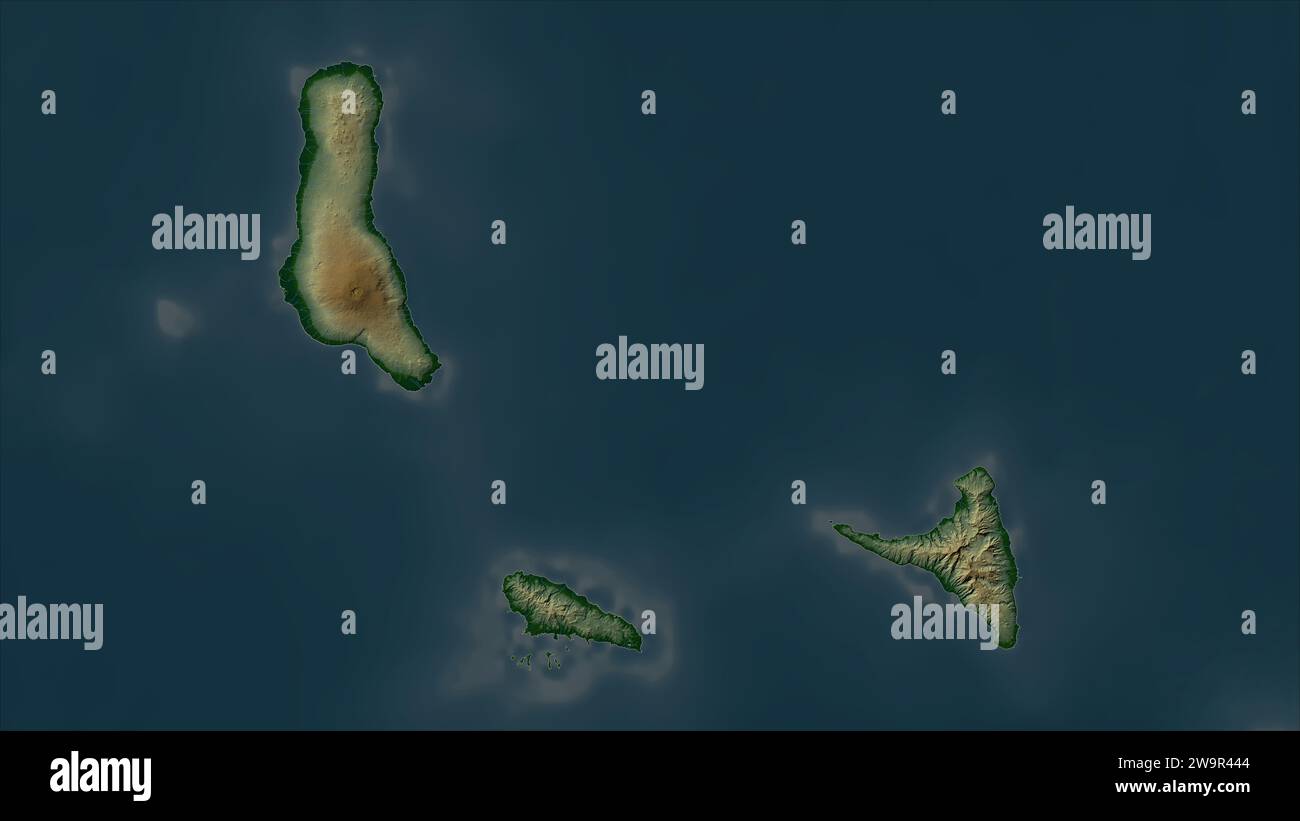 Comoros highlighted on a Colored elevation map with lakes and rivers ...