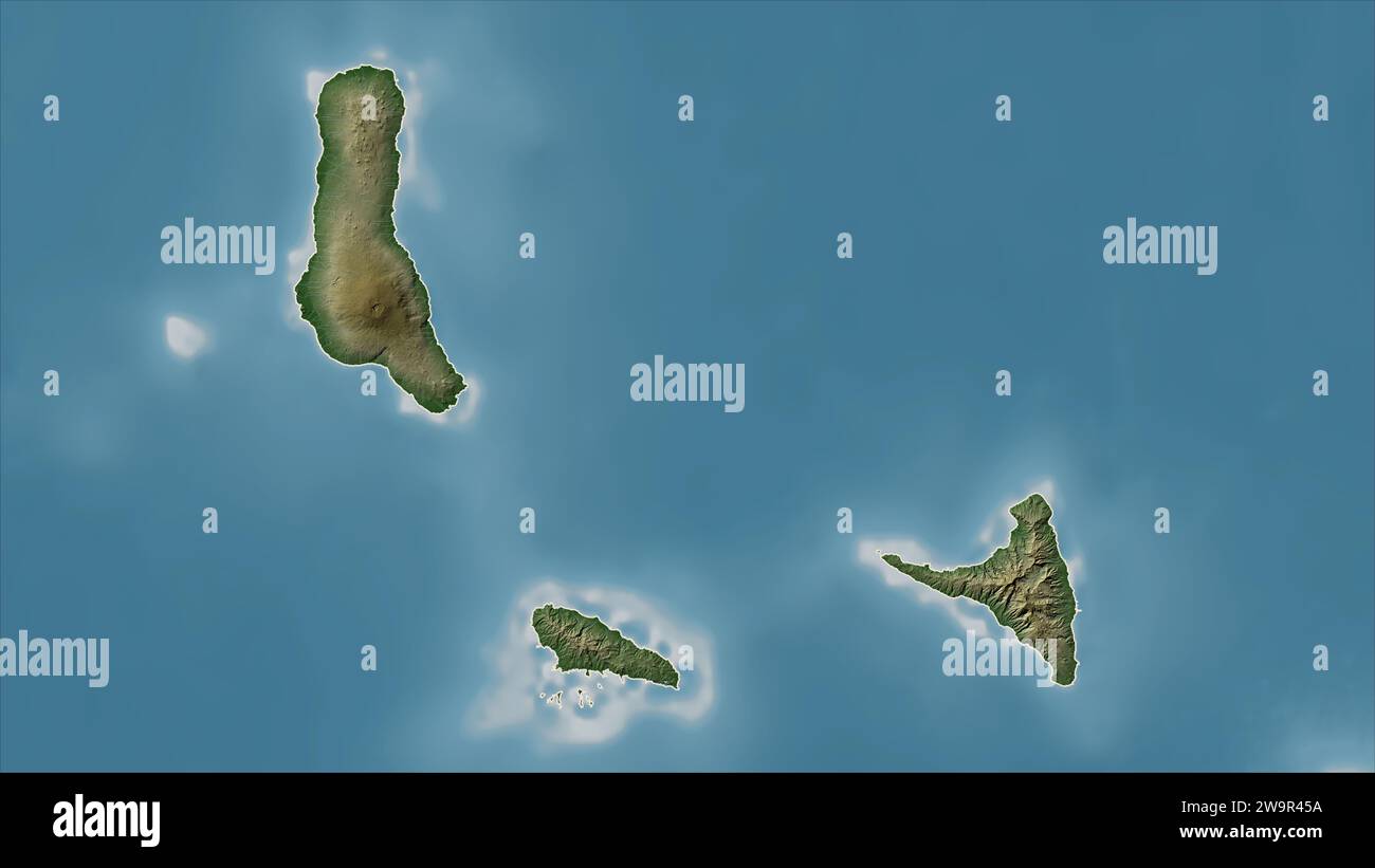 Comoros outlined on a Pale colored elevation map with lakes and rivers Stock Photo - Alamy