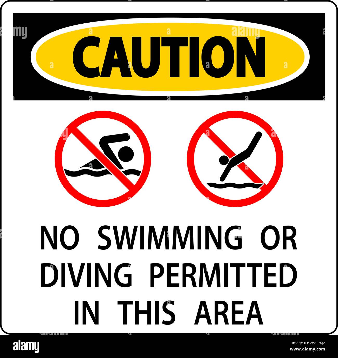 Pool Caution Sign No Swimming Or Diving Permitted In This Area Stock ...