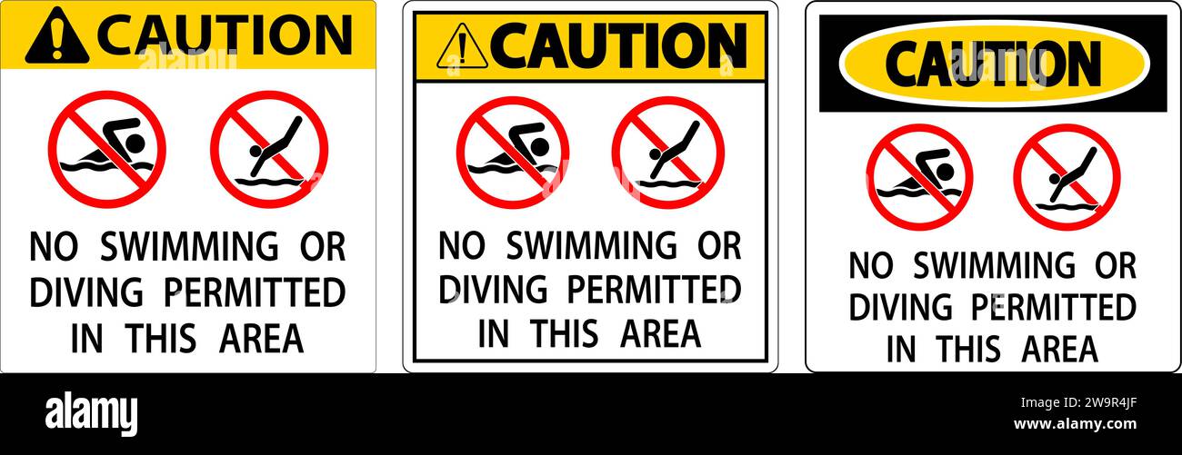 Pool Caution Sign No Swimming Or Diving Permitted In This Area Stock ...