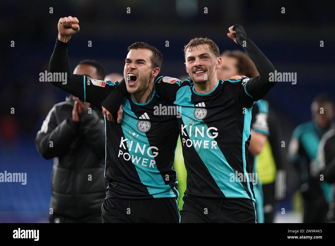 Leicester City's Harry Winks (left) and Kiernan Dewsbury-Hall ...
