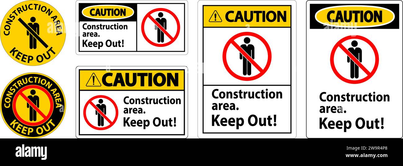 Caution Sign Construction Area - Keep Out Stock Vector Image & Art - Alamy