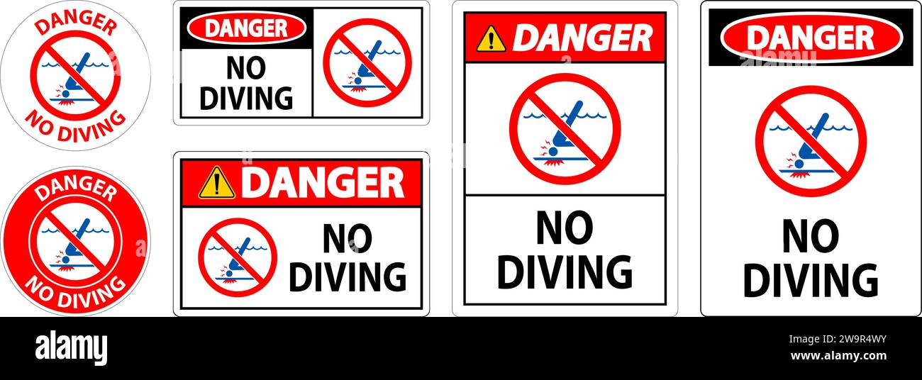 Pool Safety Sign Danger, No Diving Stock Vector Image & Art - Alamy
