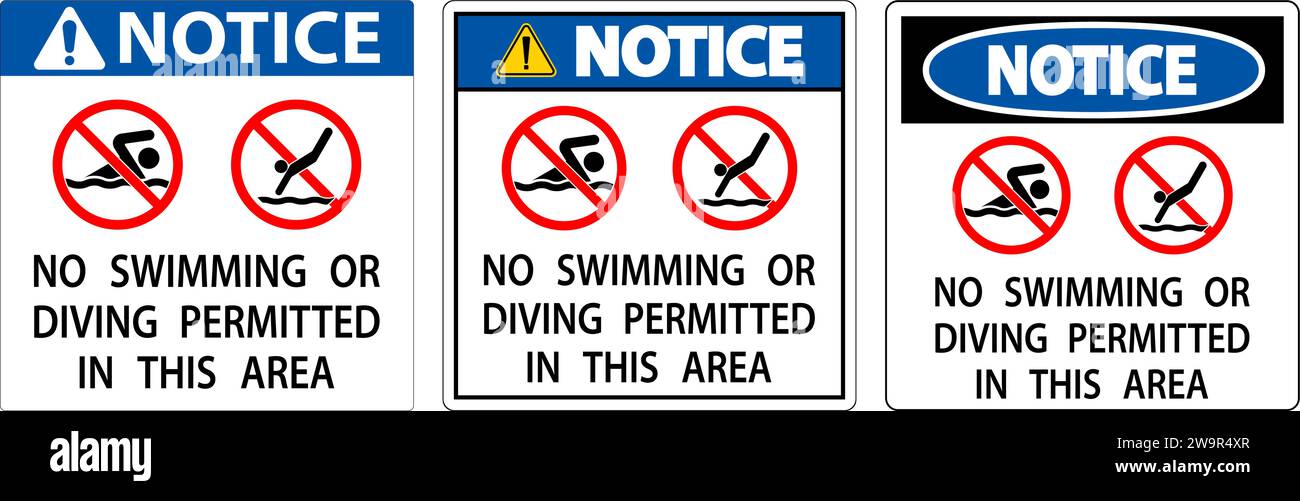 Pool Notice Sign No Swimming Or Diving Permitted In This Area Stock ...