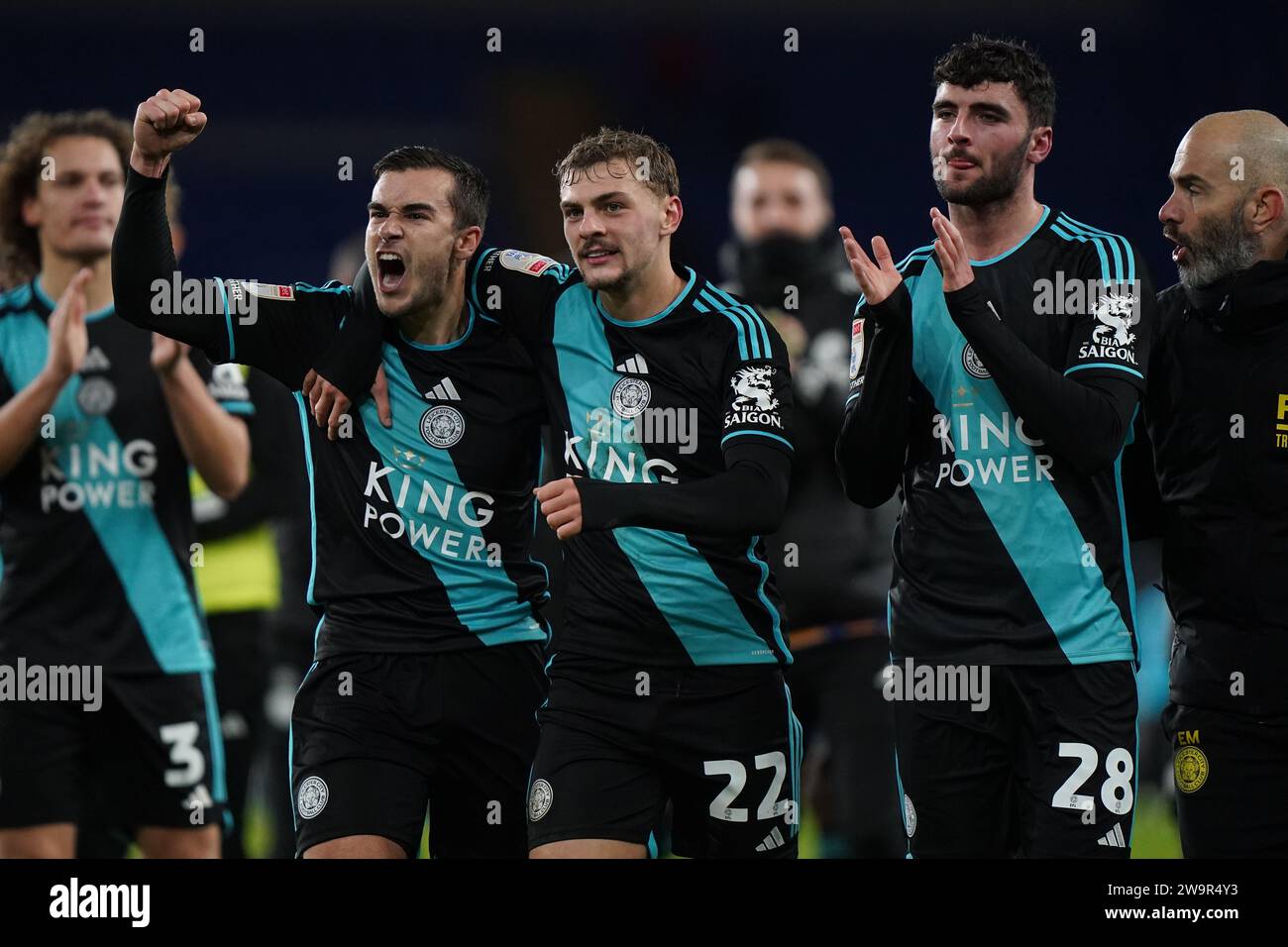 Leicester City's Harry Winks (left) and Kiernan Dewsbury-Hall (centre ...