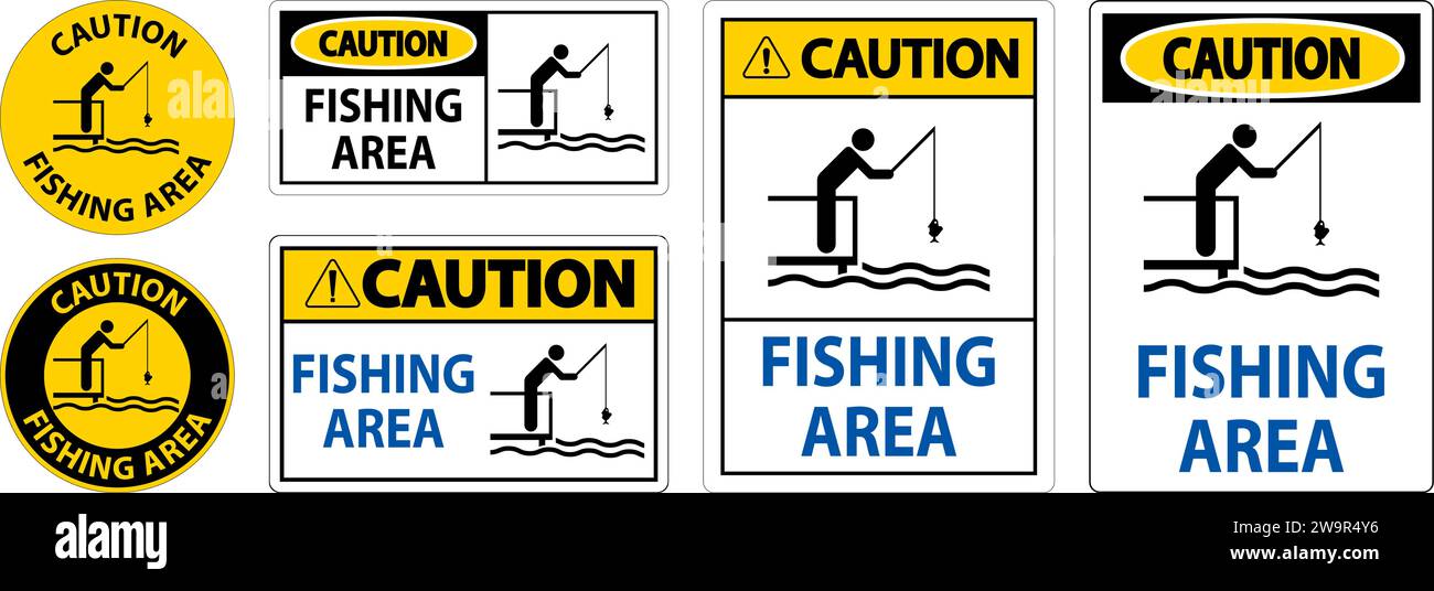 Water Safety Sign Caution -Fishing Area Stock Vector Image & Art - Alamy
