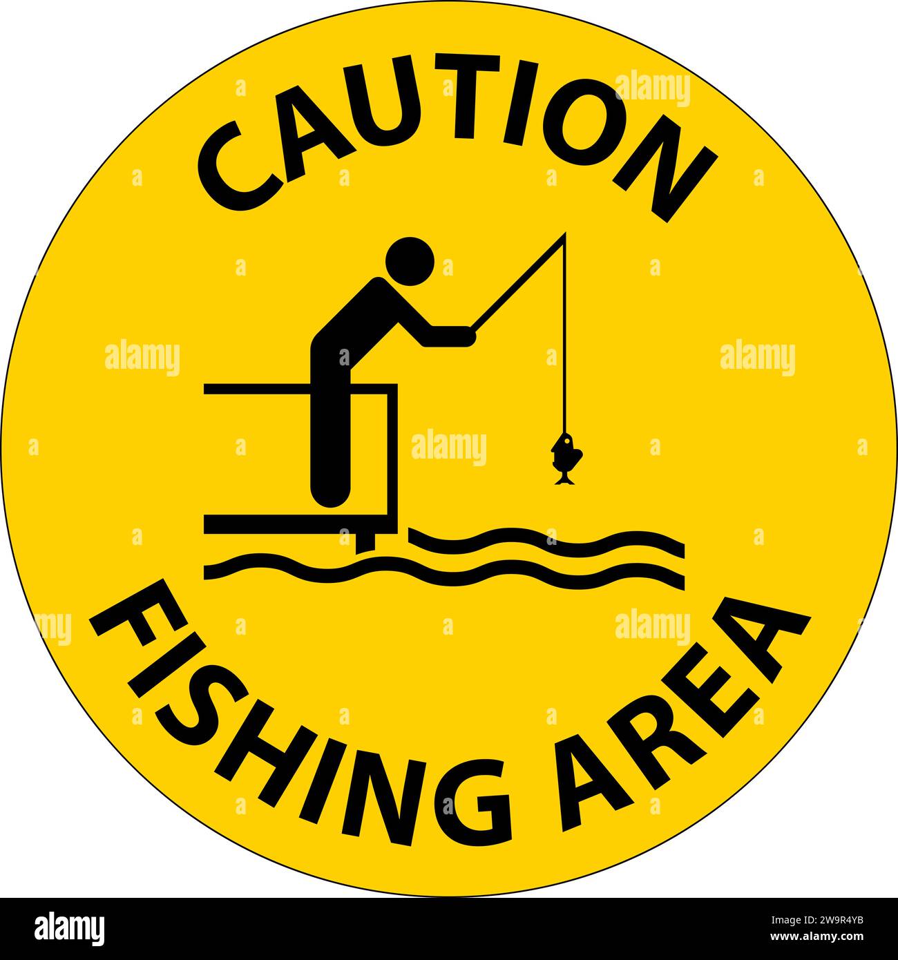 Water Safety Sign Caution -Fishing Area Stock Vector Image & Art - Alamy