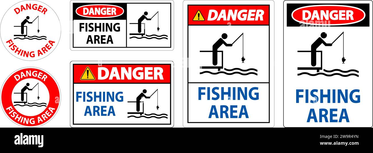 Water Safety Sign Danger - Fishing Area Stock Vector Image & Art - Alamy