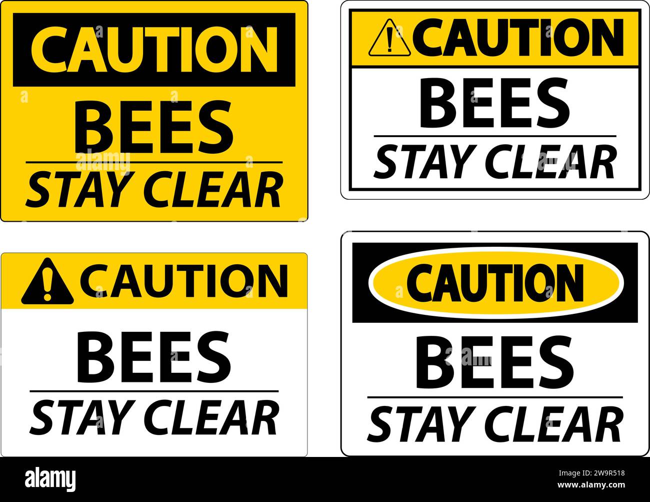 Caution Sign Bees - Stay Clear Stock Vector Image & Art - Alamy