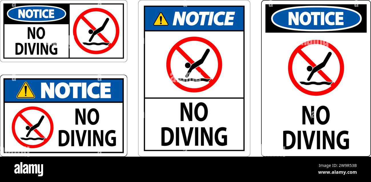 Swimming Pool Sign Notice No Diving Stock Vector Image & Art - Alamy
