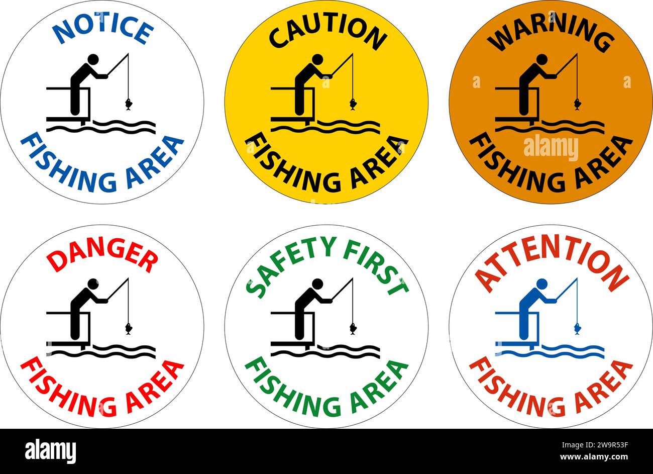Water Safety Sign Notice -Fishing Area Stock Vector Image & Art - Alamy