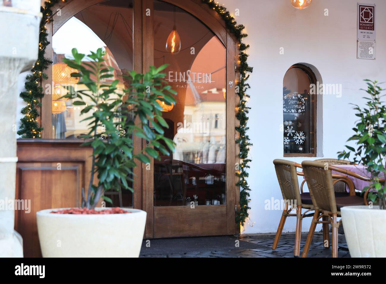 Stylish restaurants in historic Sibiu, in the Christmas season, in ...
