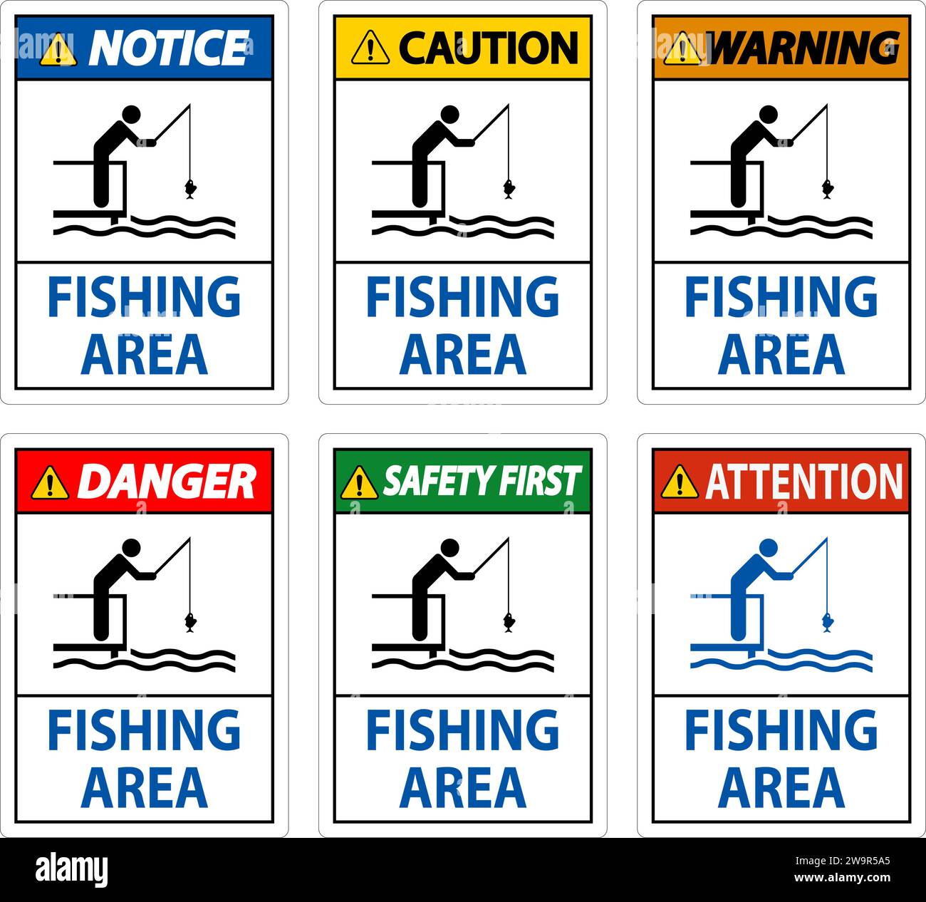Water Safety Sign Notice -Fishing Area Stock Vector Image & Art - Alamy