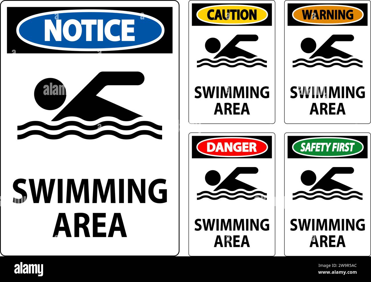 Water Safety Sign Notice - Swimming Area Stock Vector Image & Art - Alamy