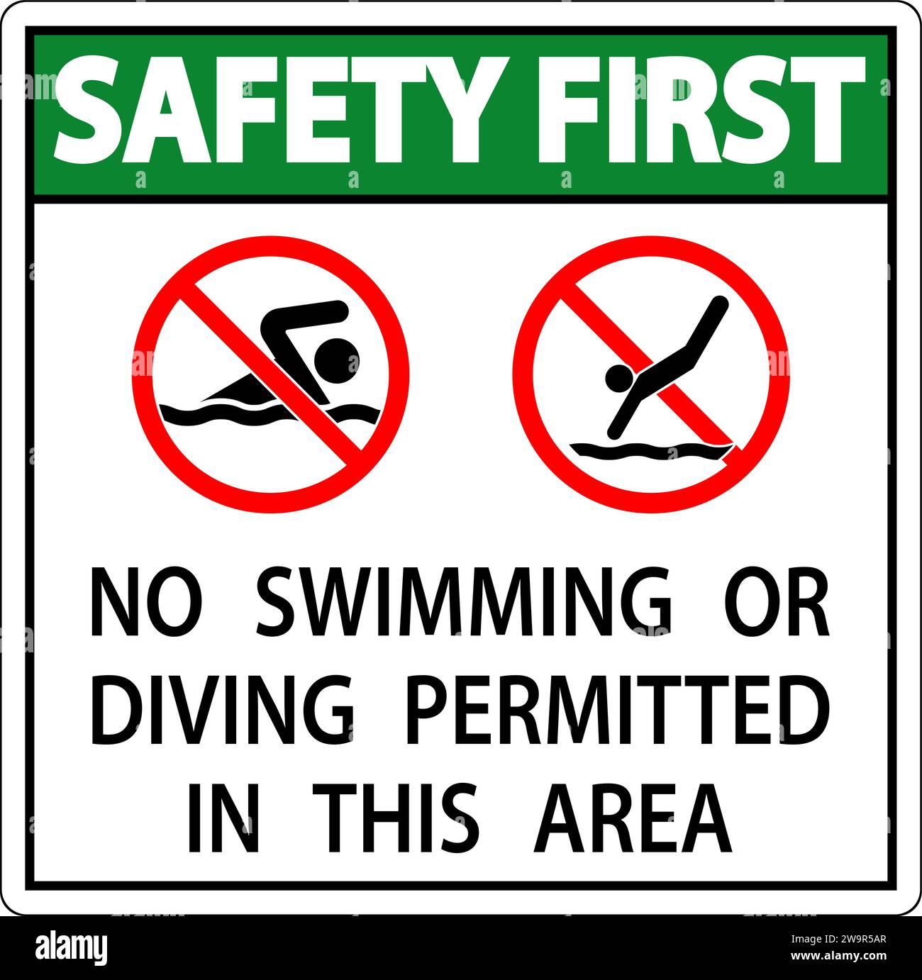 Pool Safety First Sign No Swimming Or Diving Permitted In This Area ...