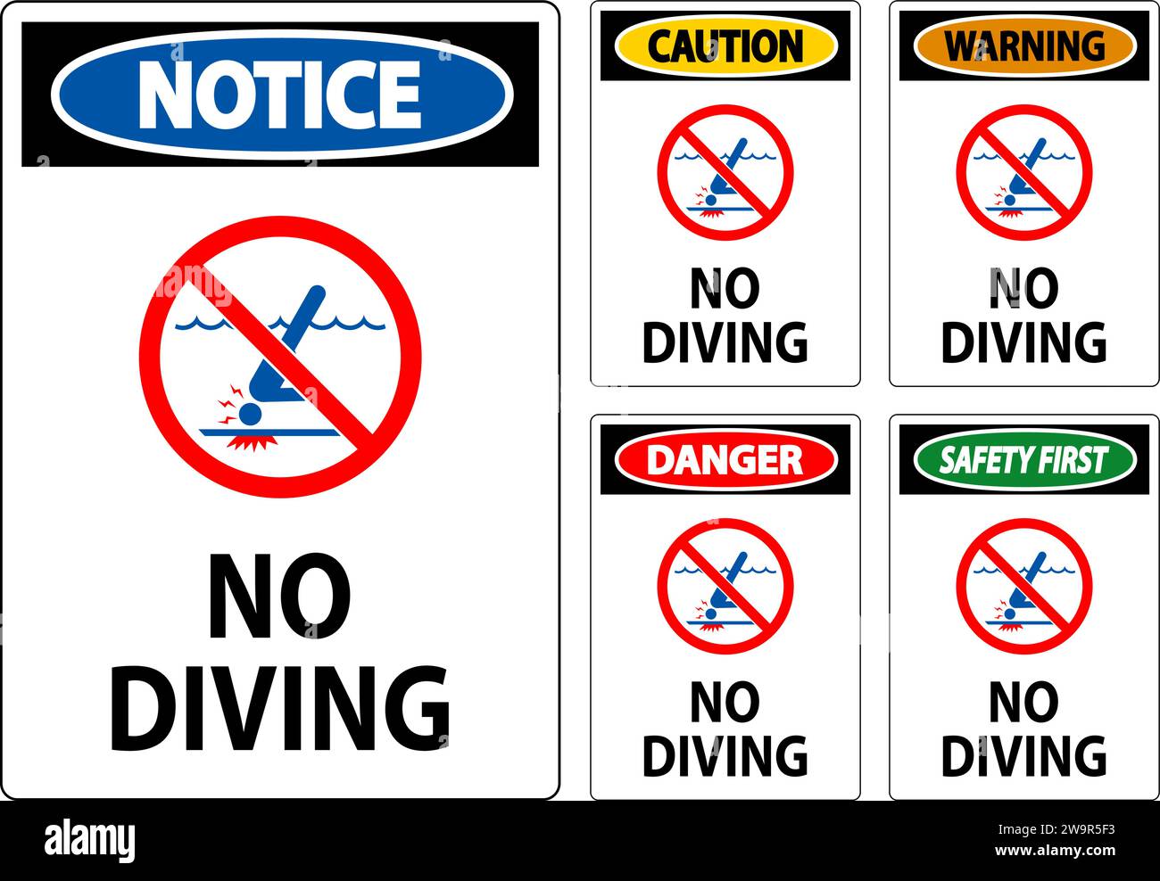 Pool Safety Sign Attention, No Diving Stock Vector Image & Art - Alamy